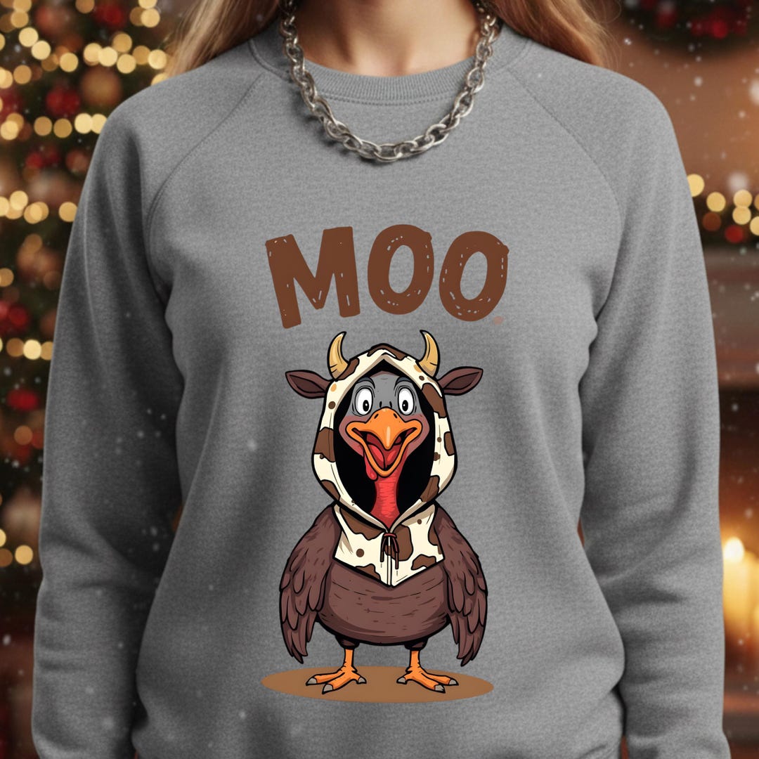 Funny Turkey PNG Cow Costume | Moo Thanksgiving Digital Art | Humorous ...