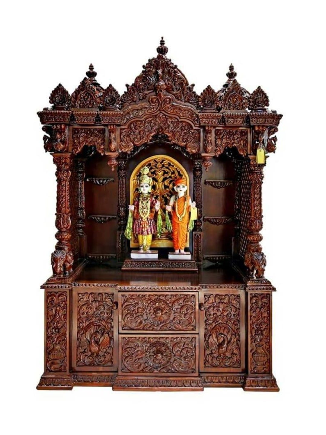 Wooden Handmade Temple for Home Wooden Mandir Solid Teckwood Hand ...