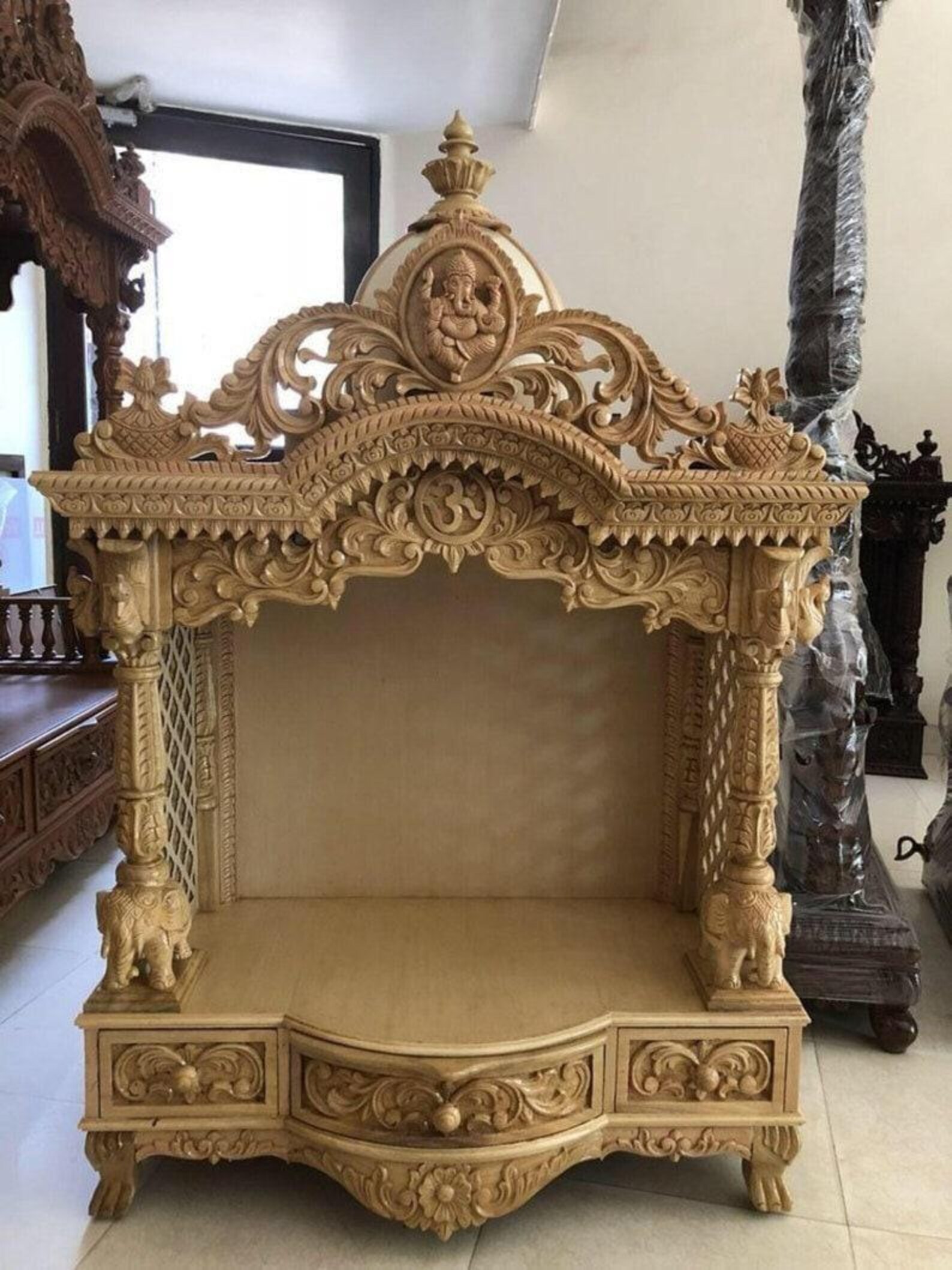 Wooden Handmade Temple for Home Wooden Mandir Solid Teckwood Hand ...