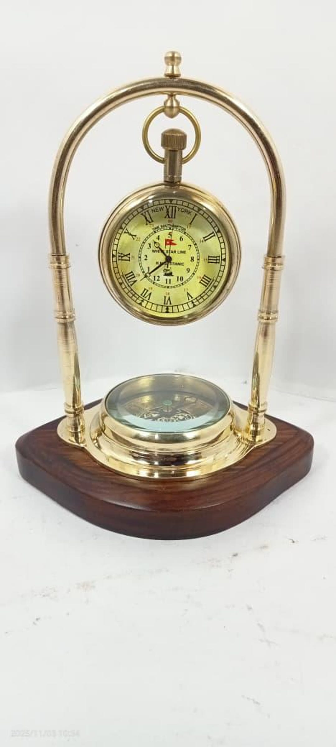 Table Clock Brass Handcrafte Home Office Desk & Shelf Decor Marine ...