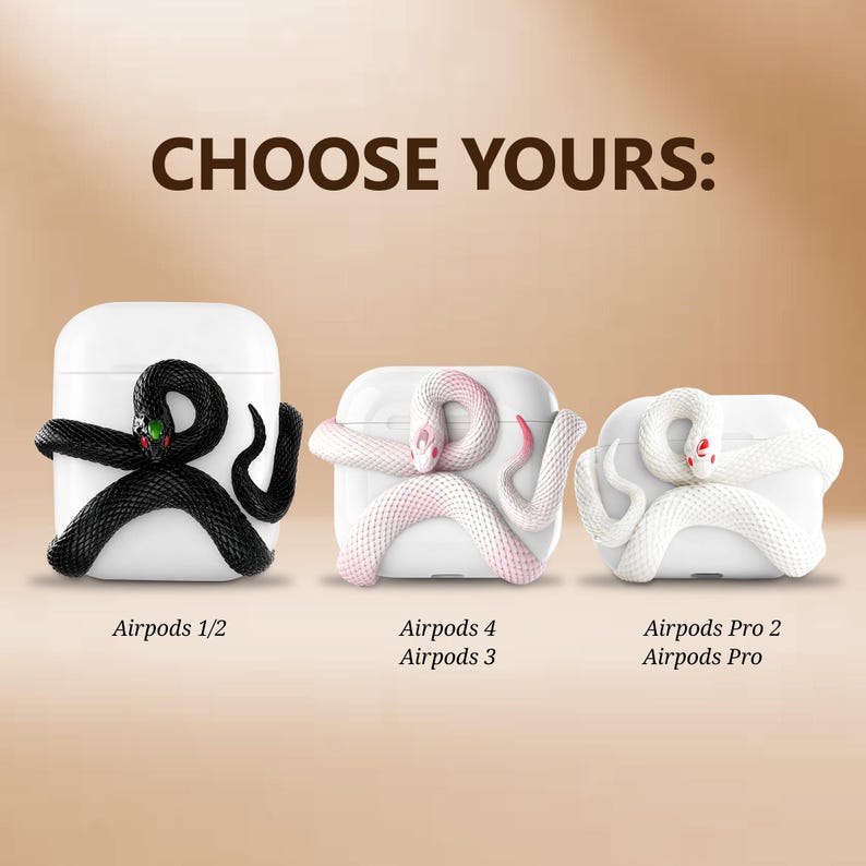 3D Printed Snake Airpods Case for Airpods 1–4 & Pro | Gothic Cyberpunk ...