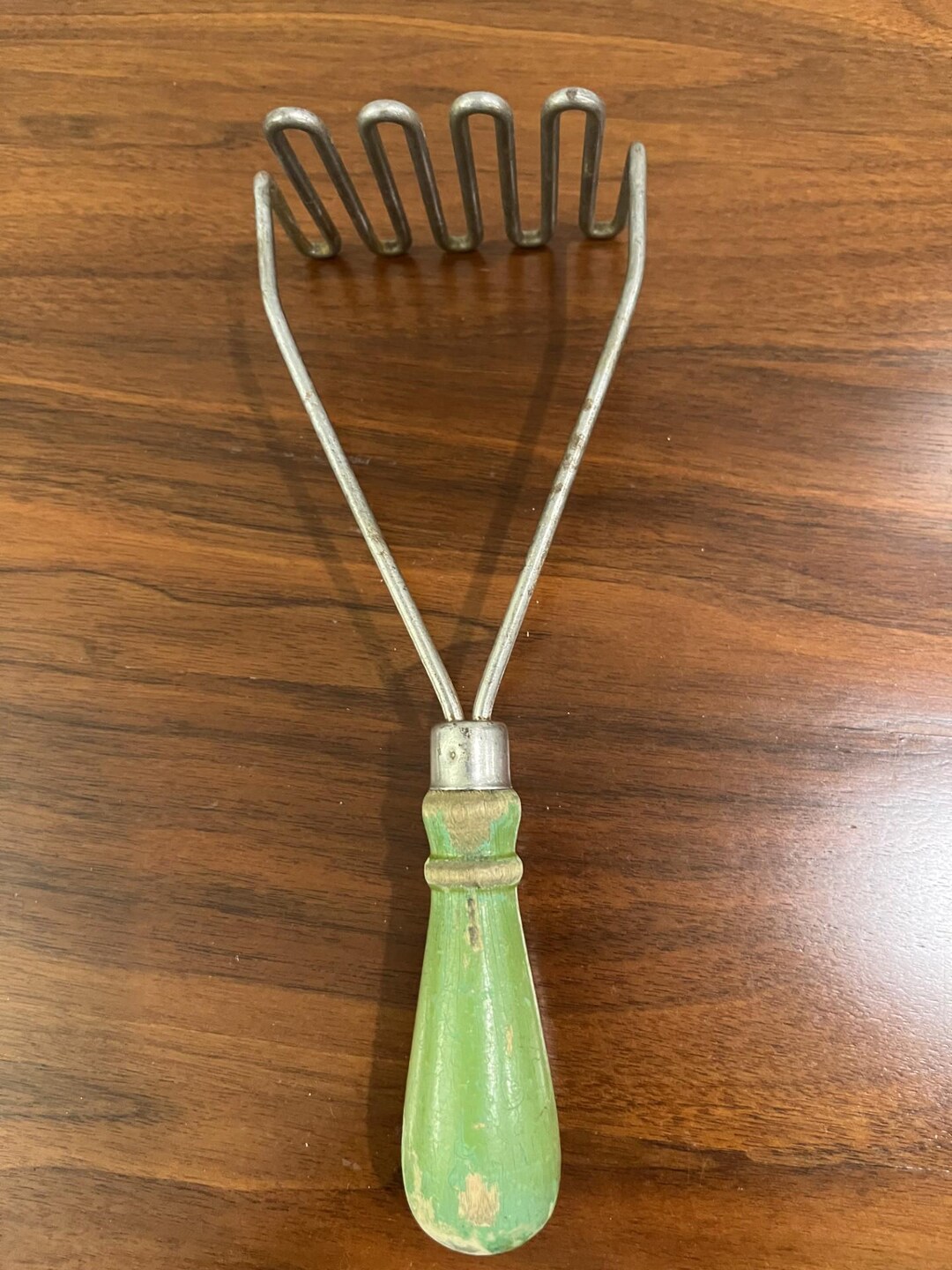 Vintage Potato Masher With Green Wood Handle From Mid 1900's - Etsy