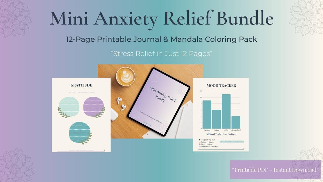 Mini Anxiety Relief Bundle – 12-page Printable Journal & Mandala ...