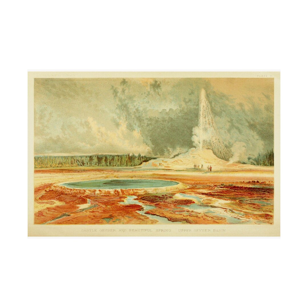 Upper Geyser Basin Poster: Vintage Landscape Wall Art, Nature-inspired ...