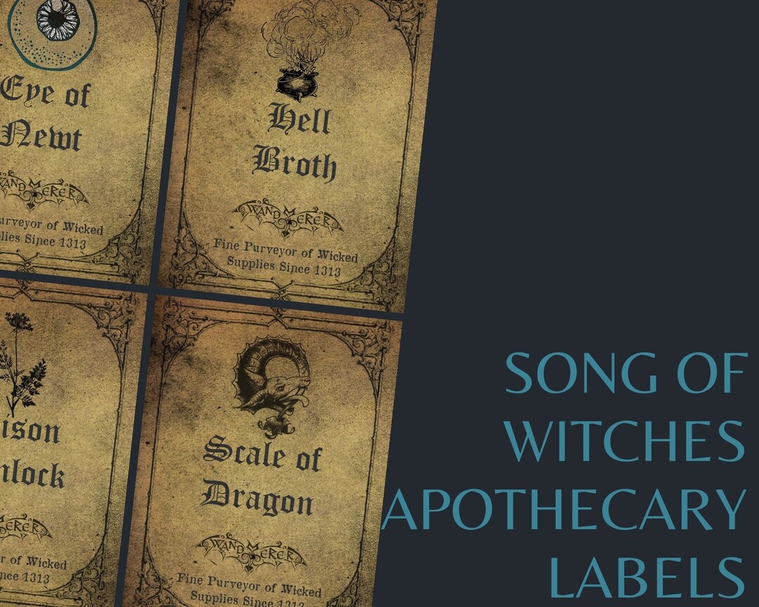 Witch Apothecary Labels, Shakespeare's Macbeth Song of the Witches ...