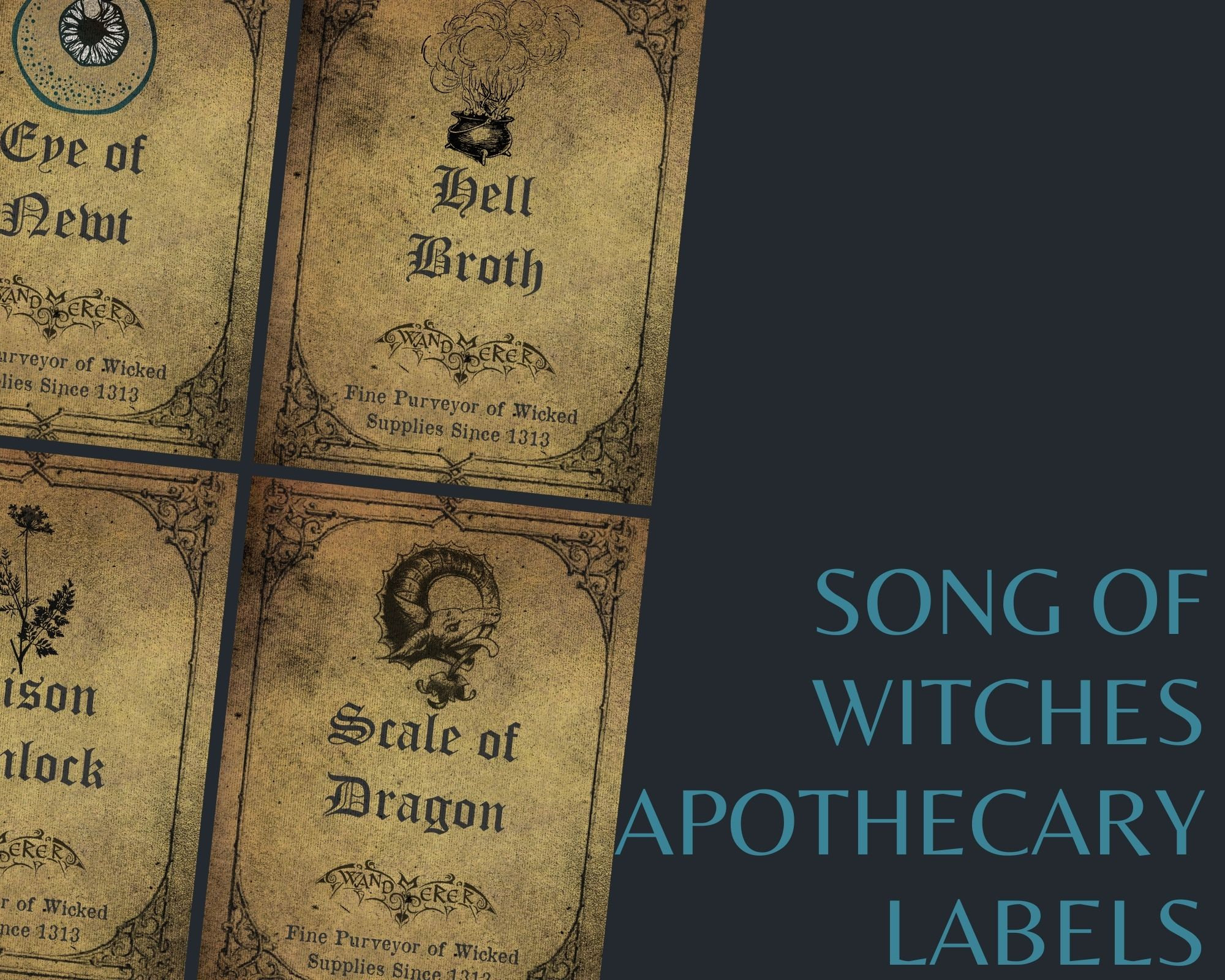 Witch Apothecary Labels, Shakespeare's Macbeth Song of the Witches ...