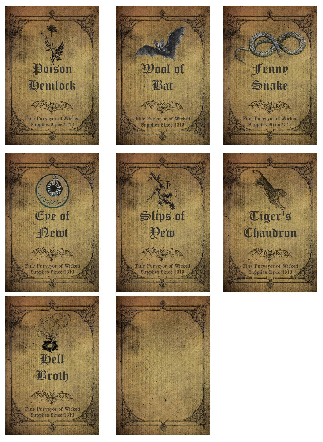 Witch Apothecary Labels, Shakespeare's Macbeth Song of the Witches ...