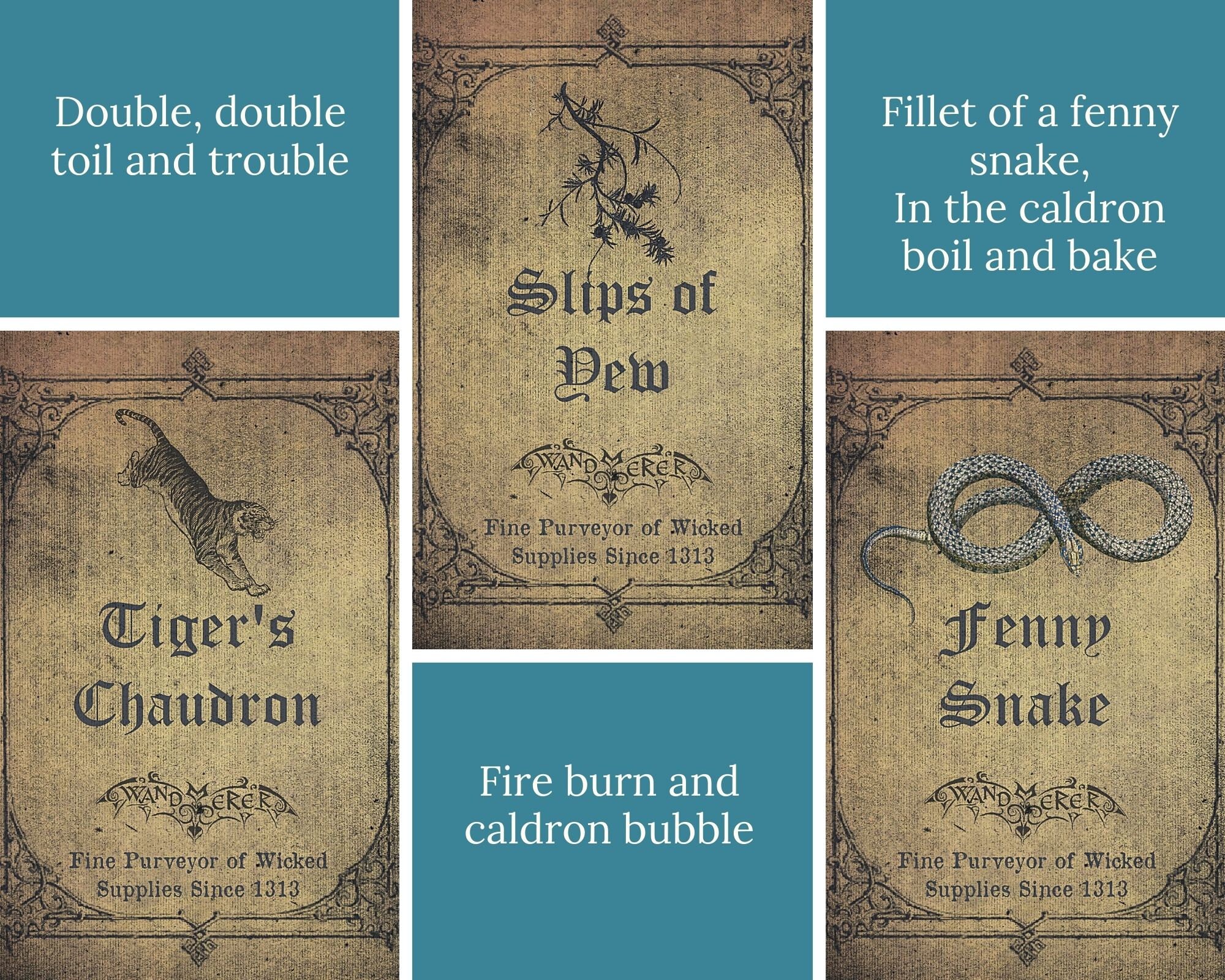 Witch Apothecary Labels, Shakespeare's Macbeth Song of the Witches ...