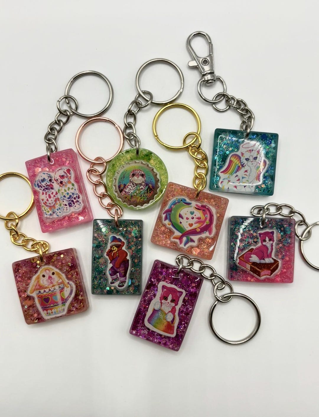 Nostalgic 90's Glitter Resin Keychains | Lisa Frank Inspired | Handmade ...