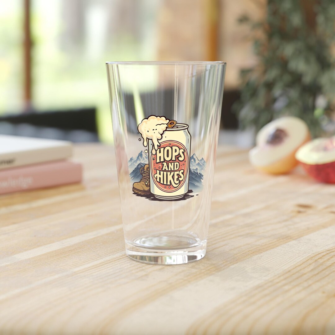 Hops and Hikes Pint Glass | Beer Lover Gift - Etsy