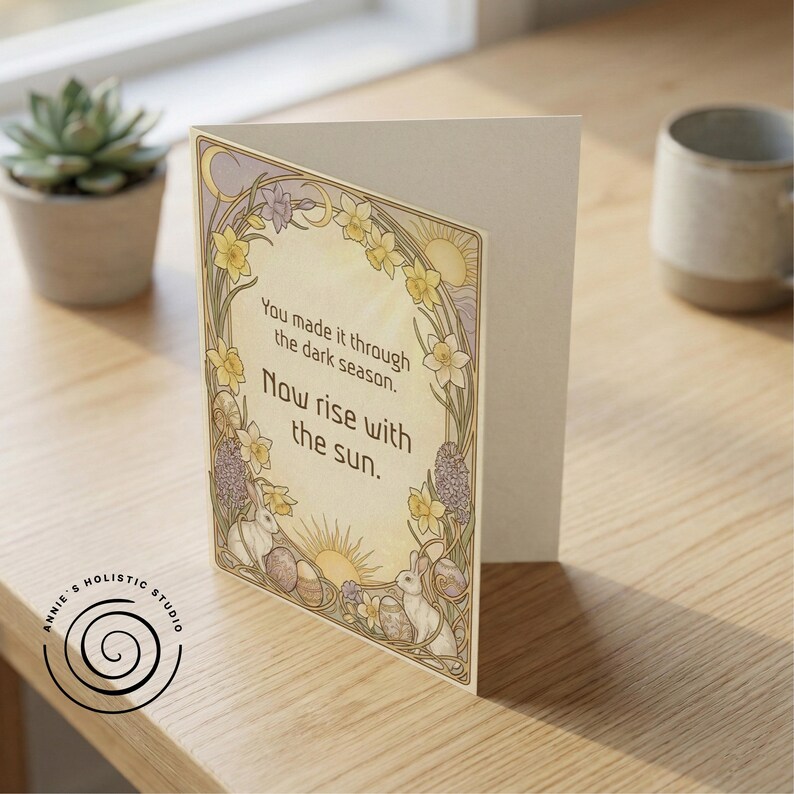 Ostara Altar Card, Spring Equinox Art Nouveau Greeting Card, Rise With ...