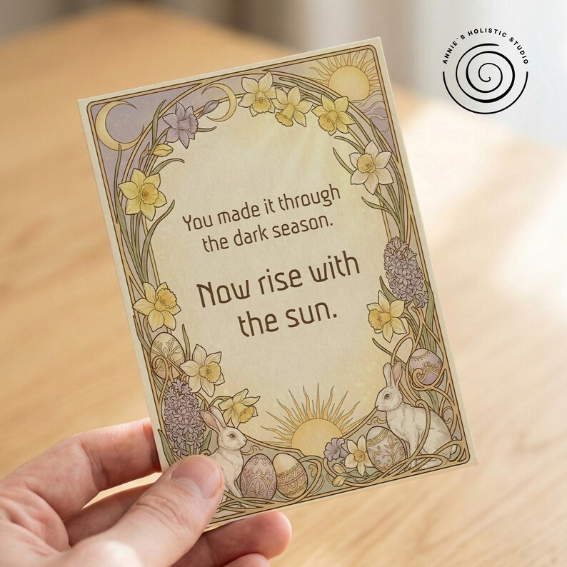 Ostara Altar Card, Spring Equinox Art Nouveau Greeting Card, Rise With ...