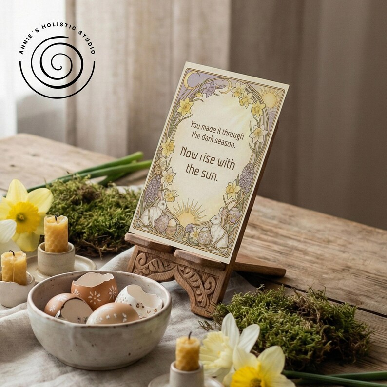 Ostara Altar Card, Spring Equinox Art Nouveau Greeting Card, Rise With ...