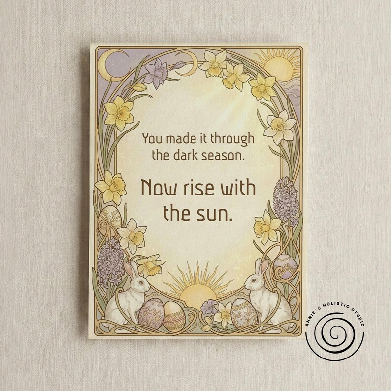 Ostara Altar Card, Spring Equinox Art Nouveau Greeting Card, Rise With ...