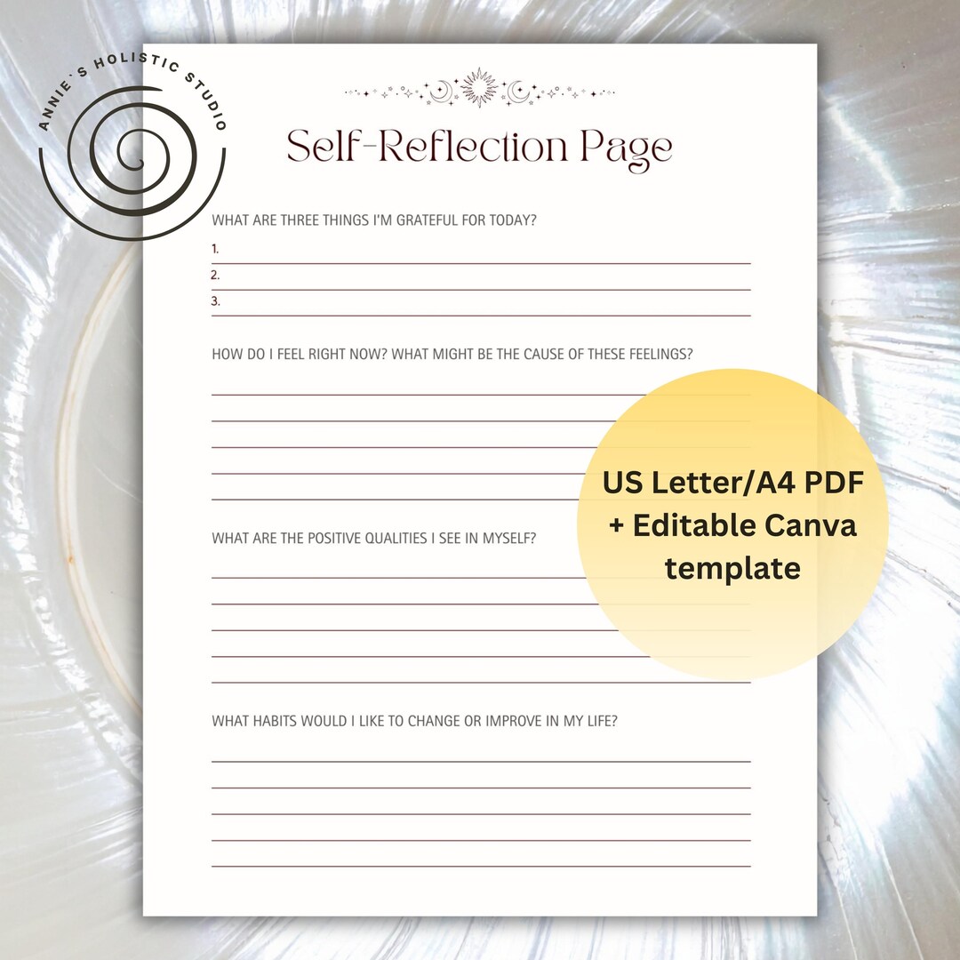 Celestial Daily Self-reflection Journal Page, Mental Health Printable ...