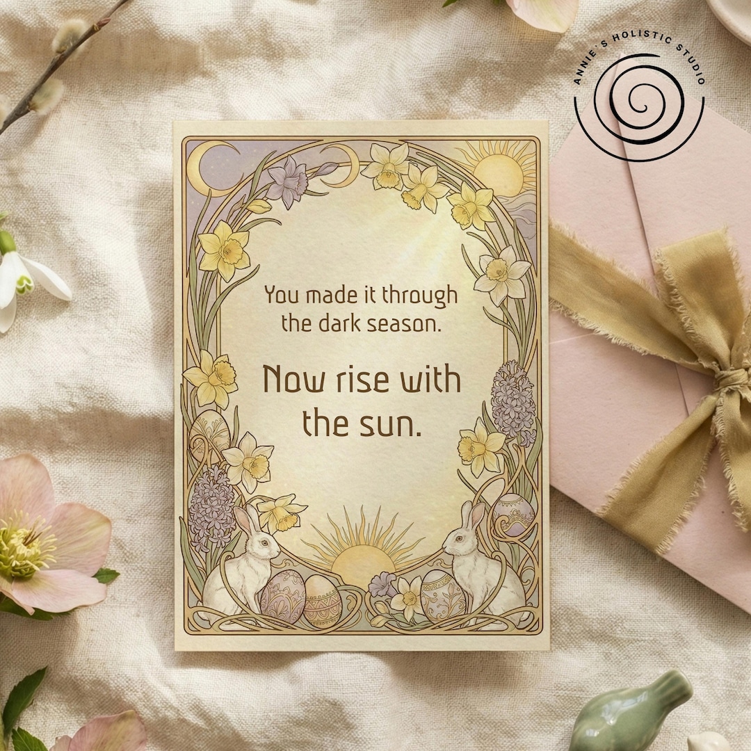 Ostara Altar Card, Spring Equinox Art Nouveau Greeting Card, Rise With ...