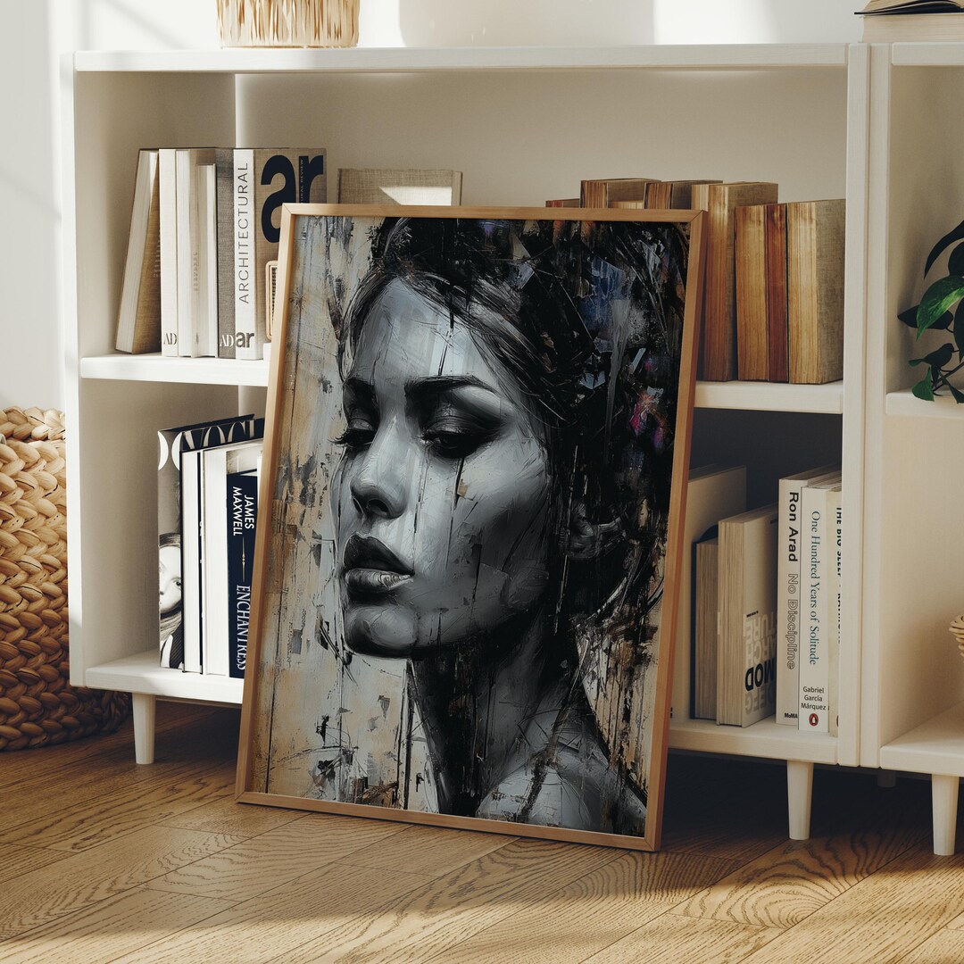 Monochrome Portrait Wall Art Emotional Face Abstract Expressionist ...