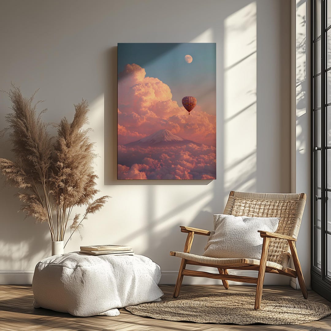 Dreamscape Sky Wall Art Hot Air Balloon Above Mountain Clouds - Etsy