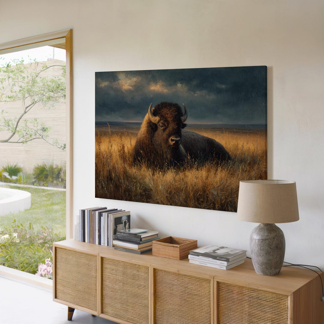 Bison Plains Wall Art Majestic Buffalo Prairie Wildlife Western ...