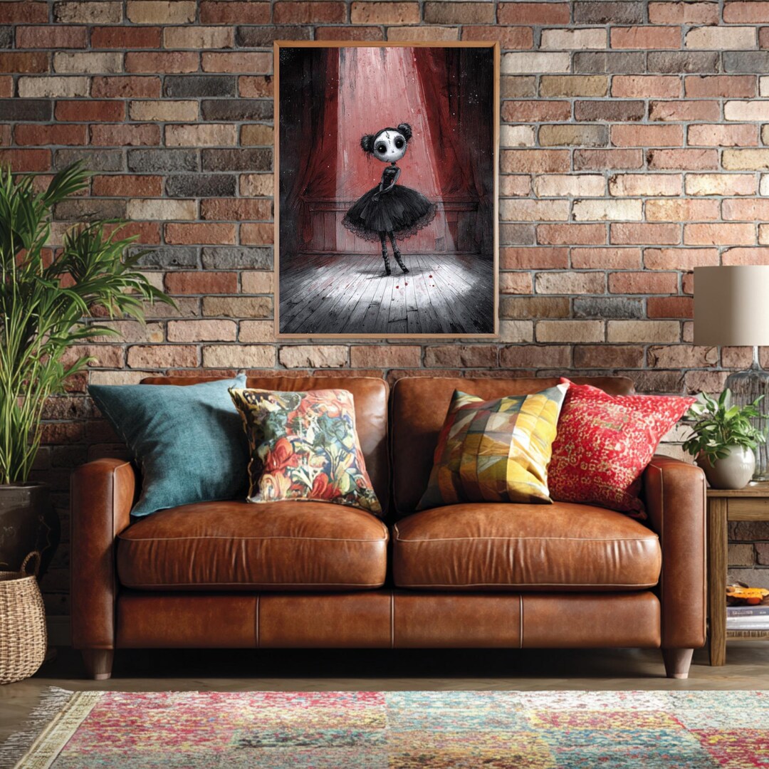 Gothic Doll Wall Art Dark Ballerina Stage Haunted Theater Illustration ...