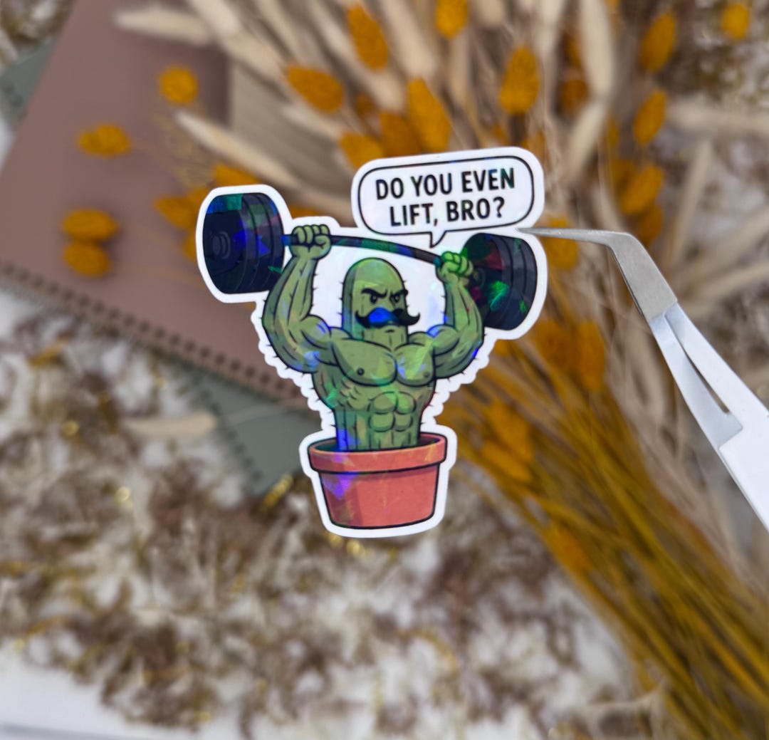 2 Inch Muscle Cactus Gym Sticker – Funny “do You Even Lift, Bro ...