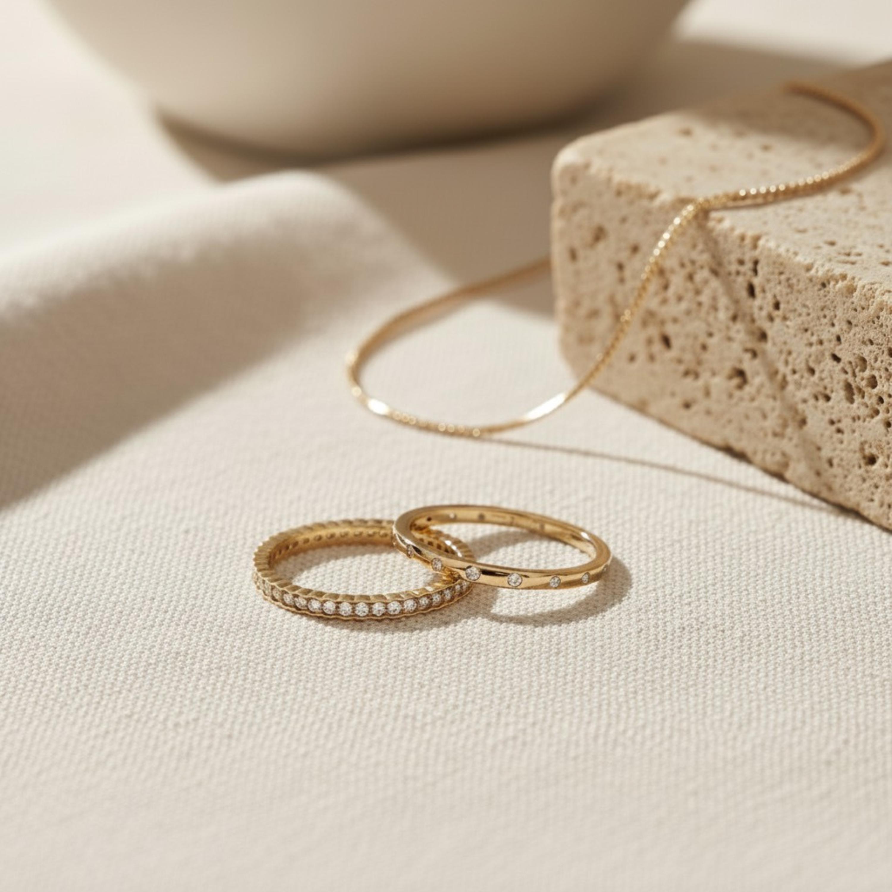 Silver 2 Rings Set: Double Stacking Rings, Dainty Eternity Band, Set of ...