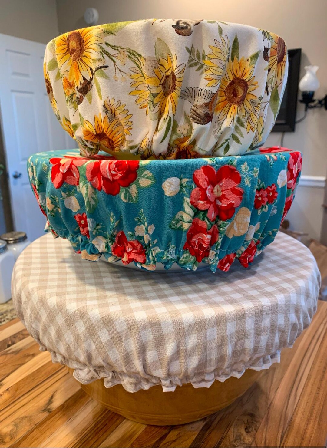 Cotton Bowl Cover: Universal Reversible Cover for Large Bowls Down to ...