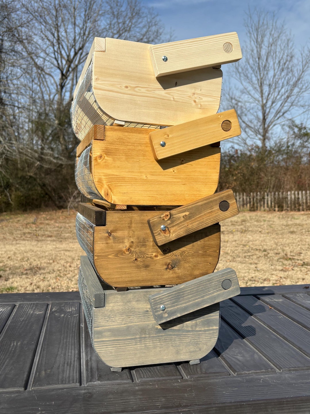 Handmade Wooden Garden Trug: Harvest Basket With Folding Handle - Etsy