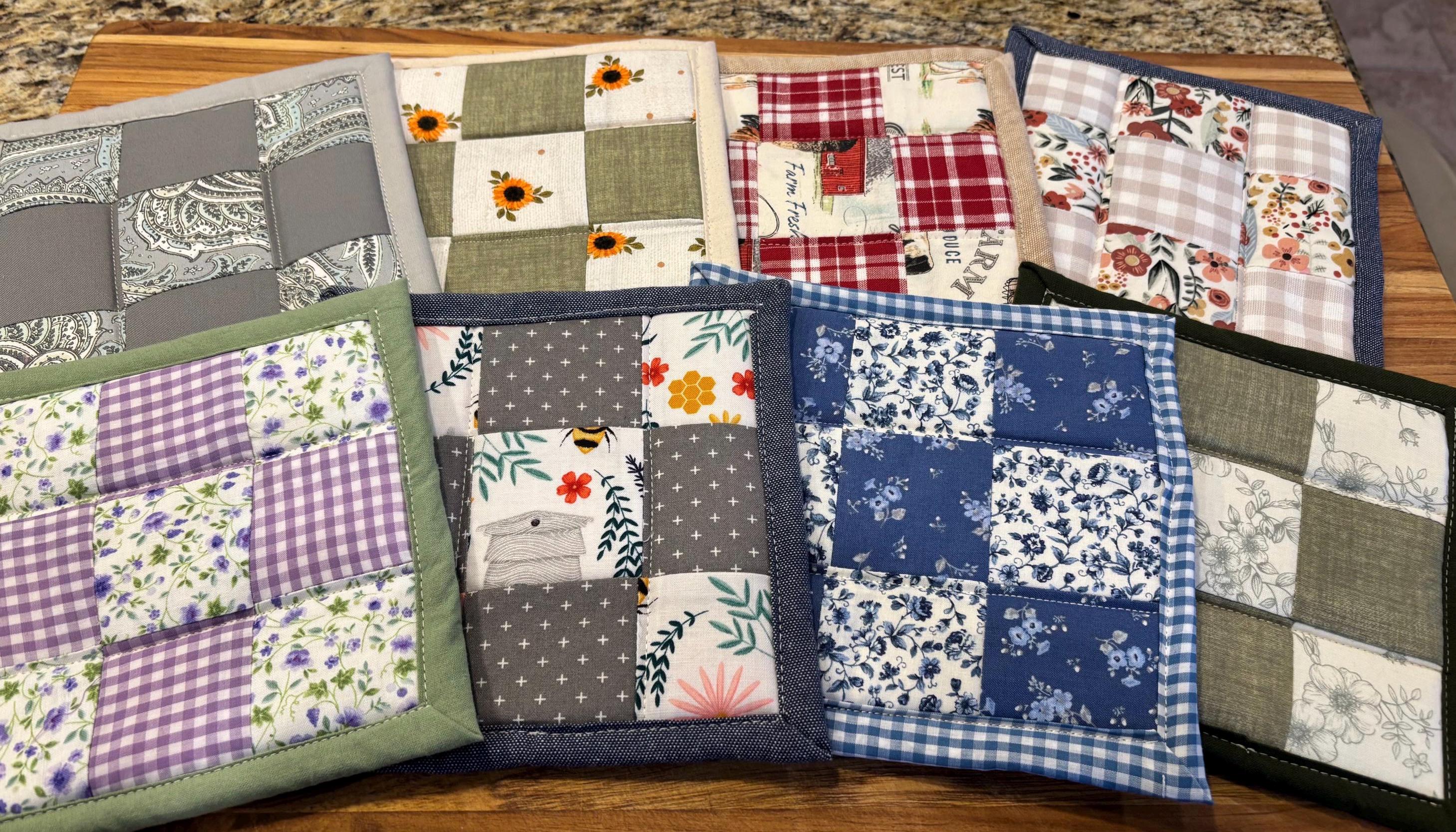Quilted Hot Pad: 100% Cotton, Machine Washable, 7x7 - Etsy