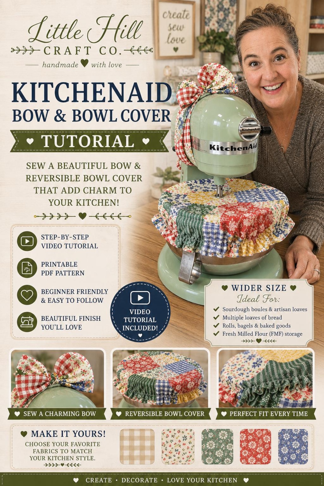 Kitchenaid Mixer Bow & Bowl Cover Sewing Pattern (PDF Download ...