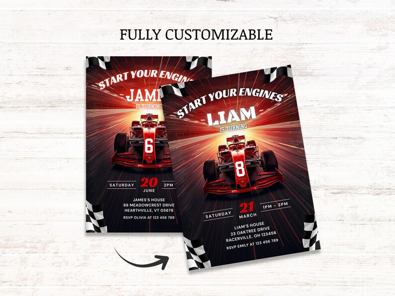 Formula One Birthday Invitation | 3D Race Car Party, Editable Canva ...