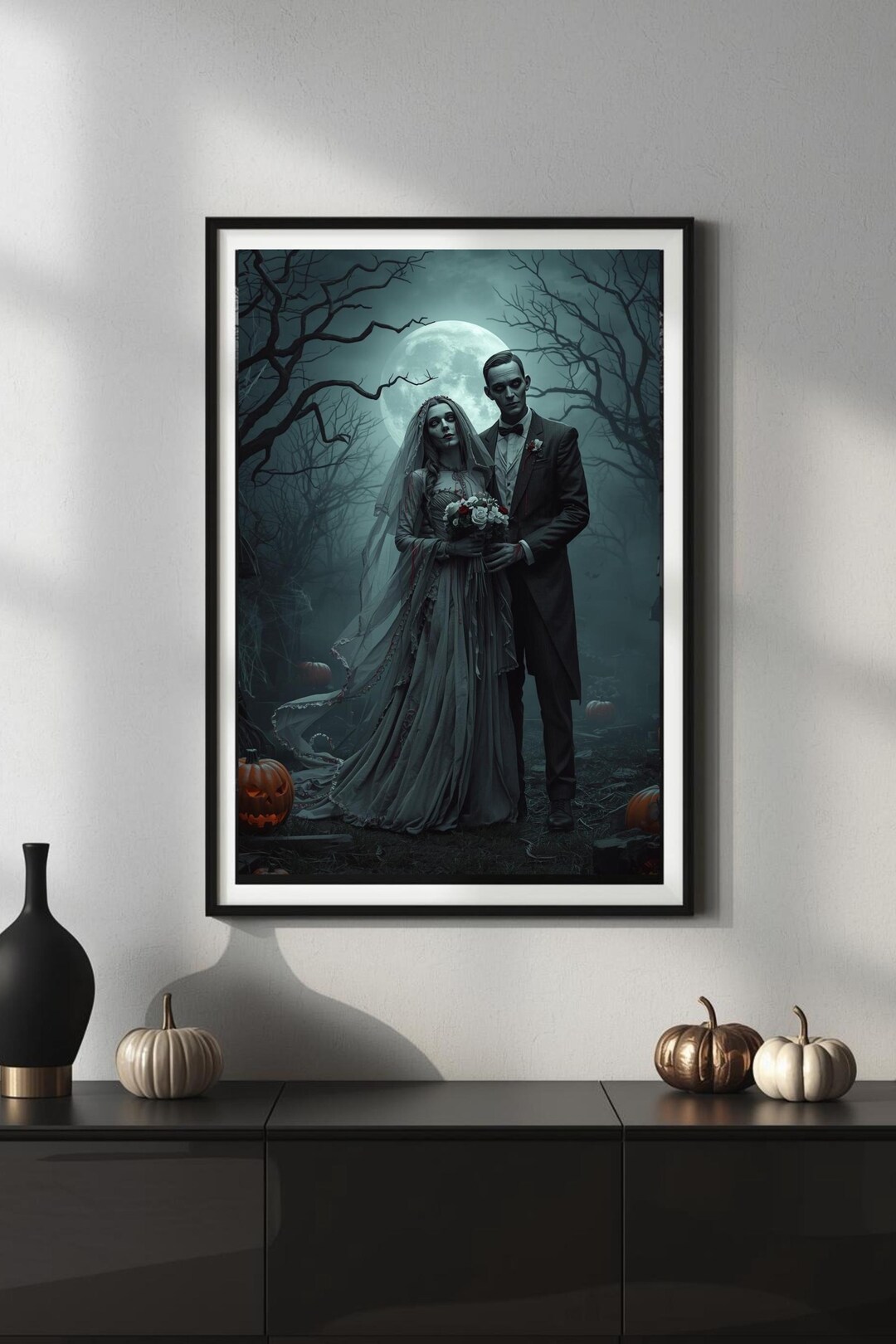 Dark Fantasy Art – Gothic Ghost Bride Groom, Haunted Couple Digital ...