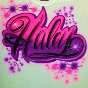 Airbrush T Shirt Script Name Cursive Font One Word Included | Etsy