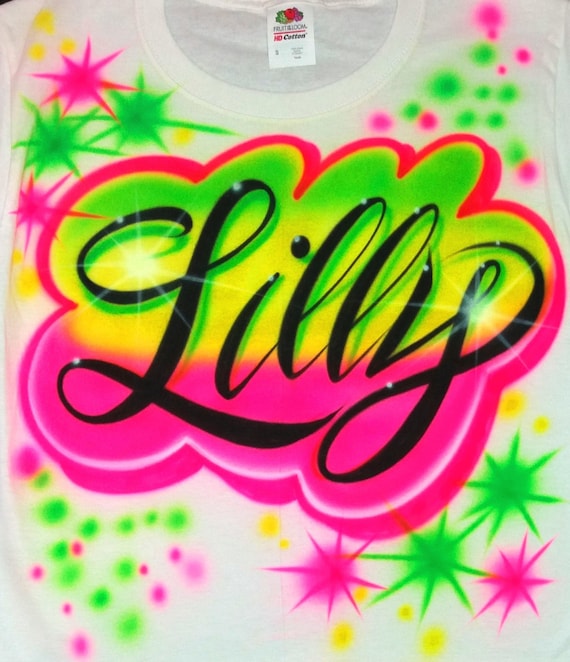 Airbrush T Shirt With Name Script Font Cursive Font One | Etsy