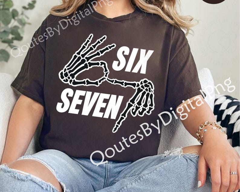 Funny Skeleton Hands PNG: Six Seven Meme, Halloween Clipart (digital ...