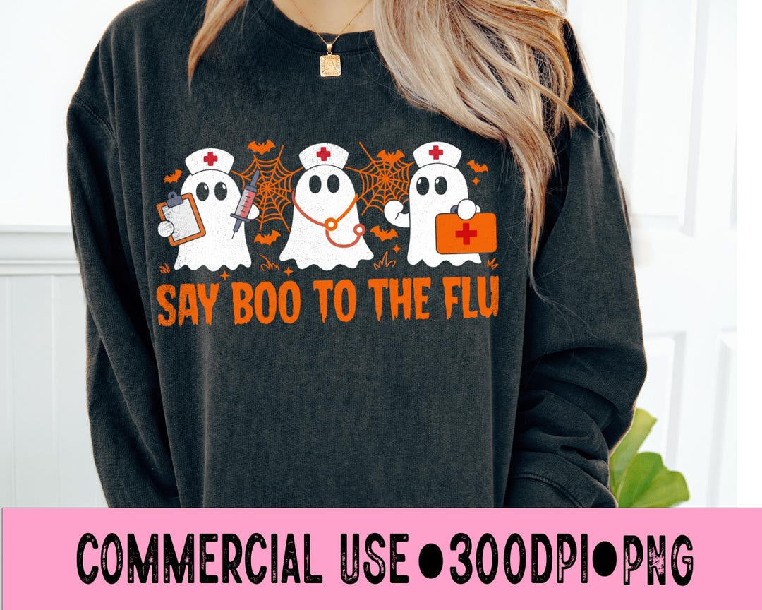 Halloween Nurse Ghost PNG: Funny Flu Awareness Sublimation (digital ...