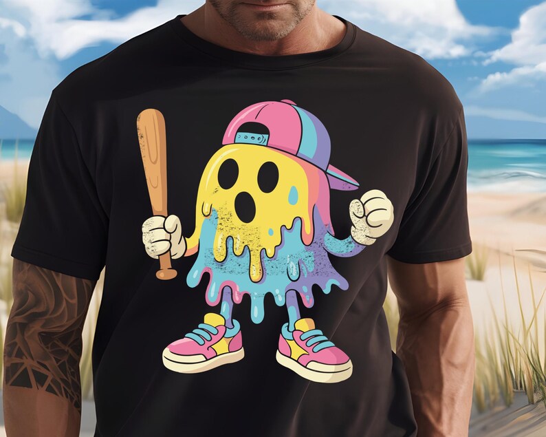 Ice Cream Drip Ghost PNG: Halloween Baseball Design (digital Download ...