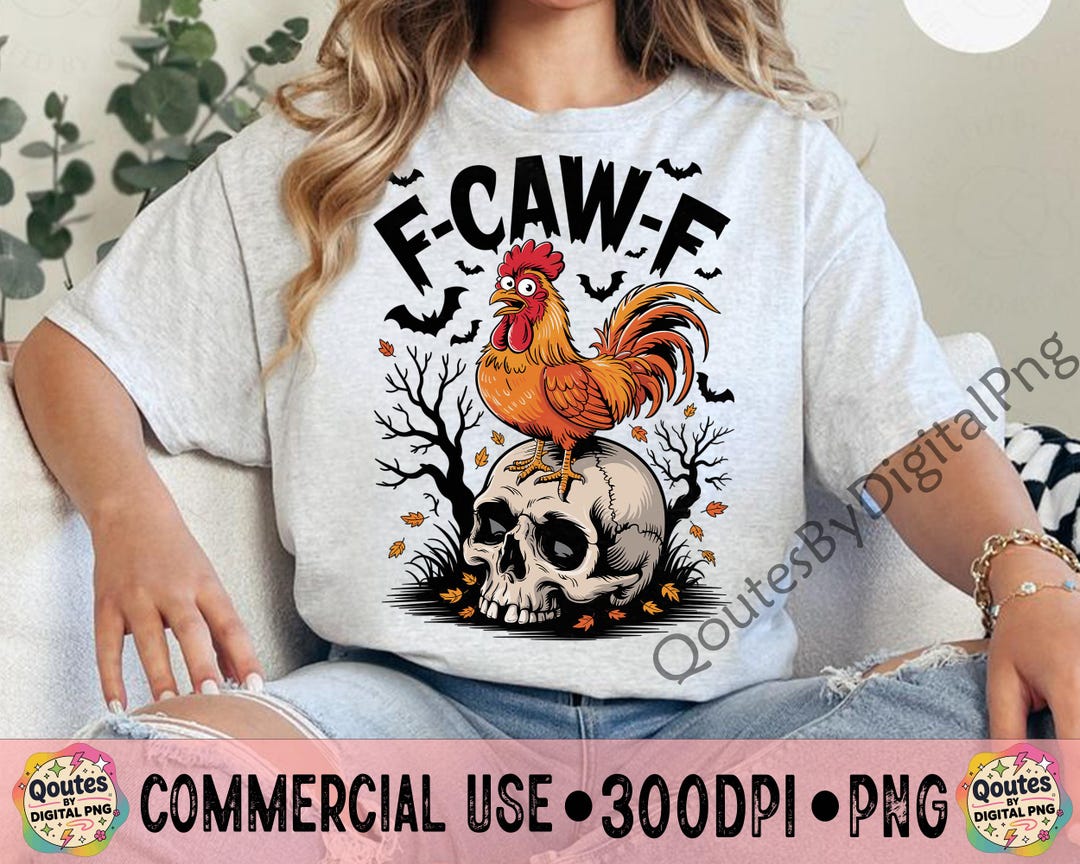 F-caw-f Rooster PNG | Funny Farm Chicken Halloween Clipart | Skull Bat ...
