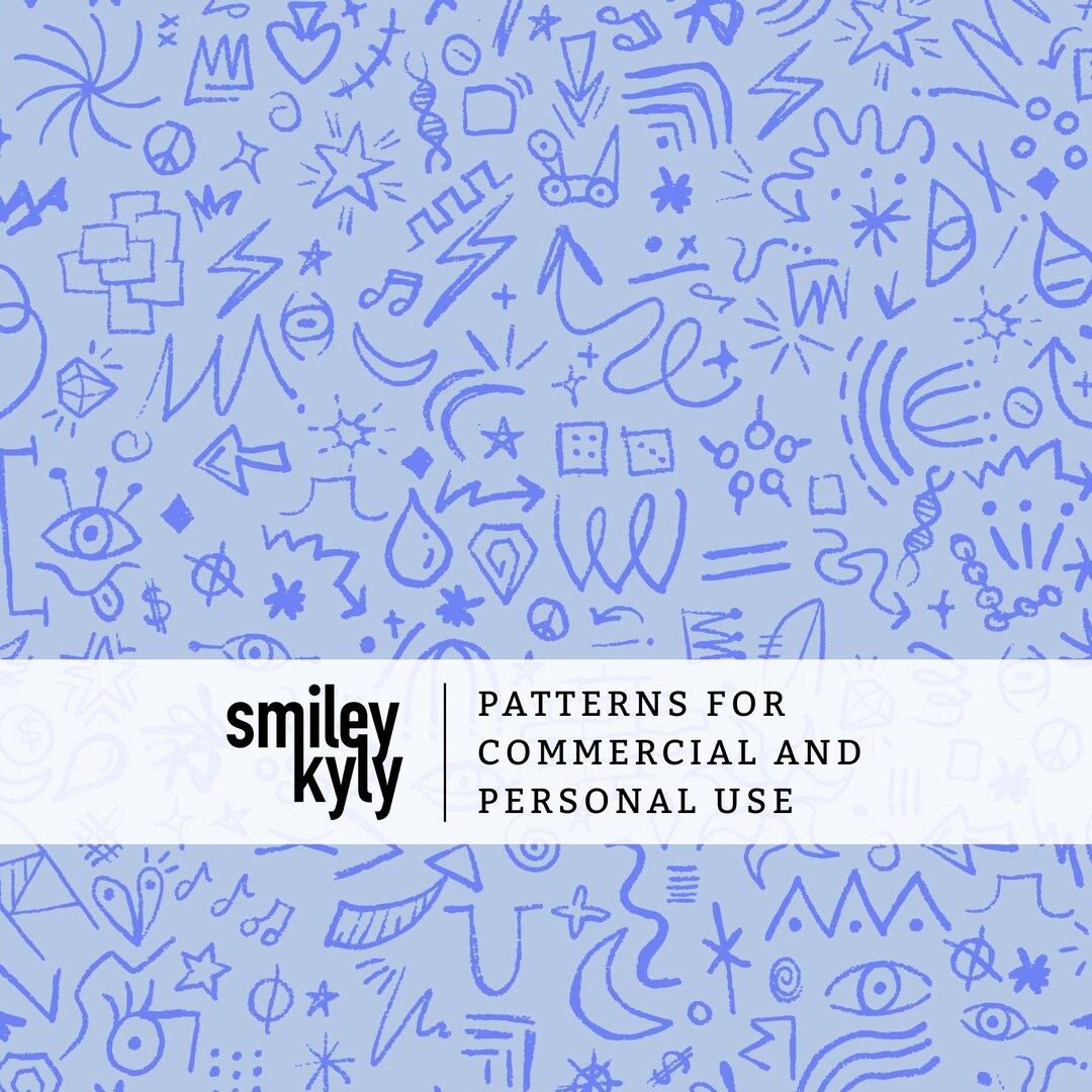Repeating Pattern Graffiti Doodle Blue Monochrome Seamless Pattern ...
