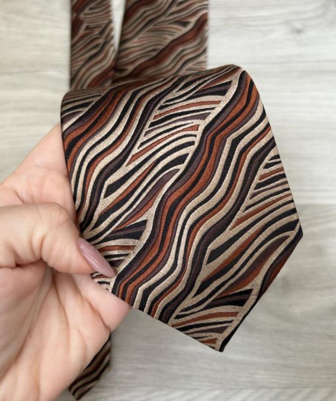 Vintage Brown Abstract Zebra Print Tie - Etsy