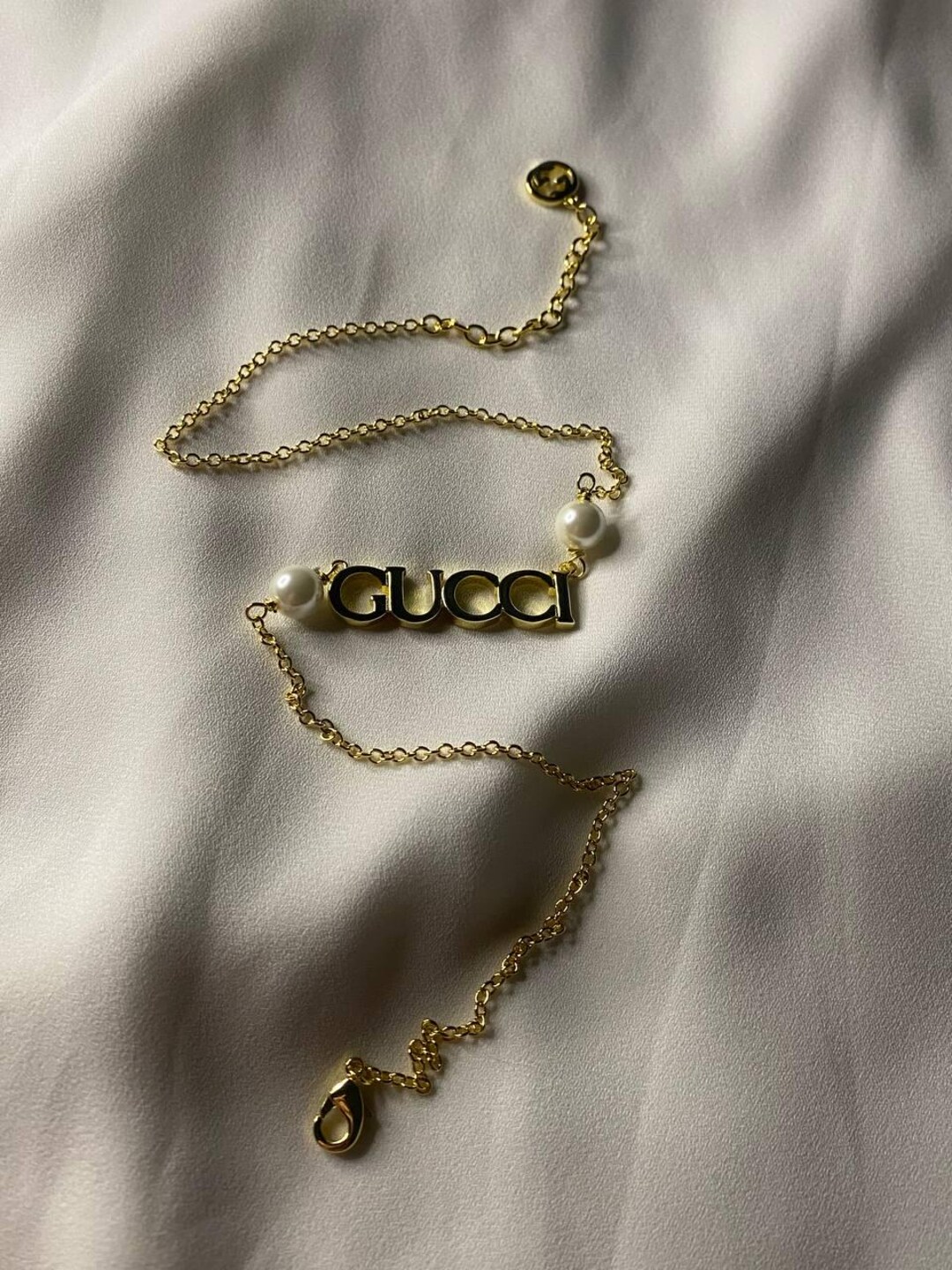 Vintage Gucci Gold Logo Letters Pearl Necklace 46cm - Etsy