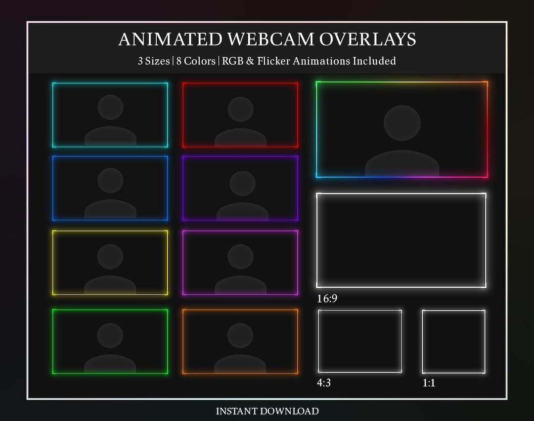 Animated Webcam Overlays Pack | Twitch Stream Overlay | OBS Facecam ...