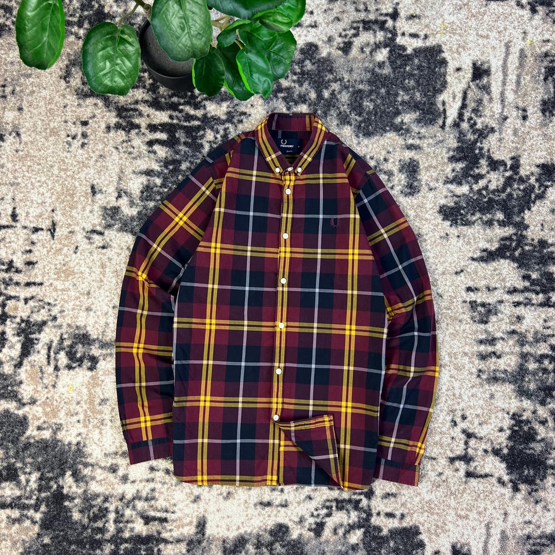 Fred Perry Mini Embroidered Logo Luxury Checkered Button up Shirt - Etsy