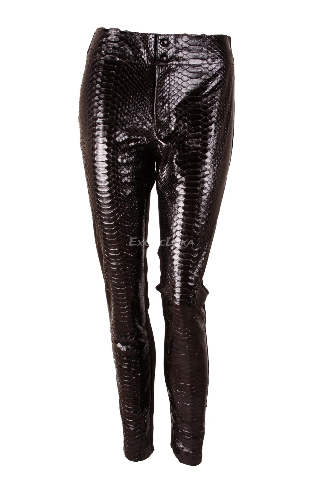 Handmade Python Leather Pants: Dark Bronze Exotic Trousers - Etsy