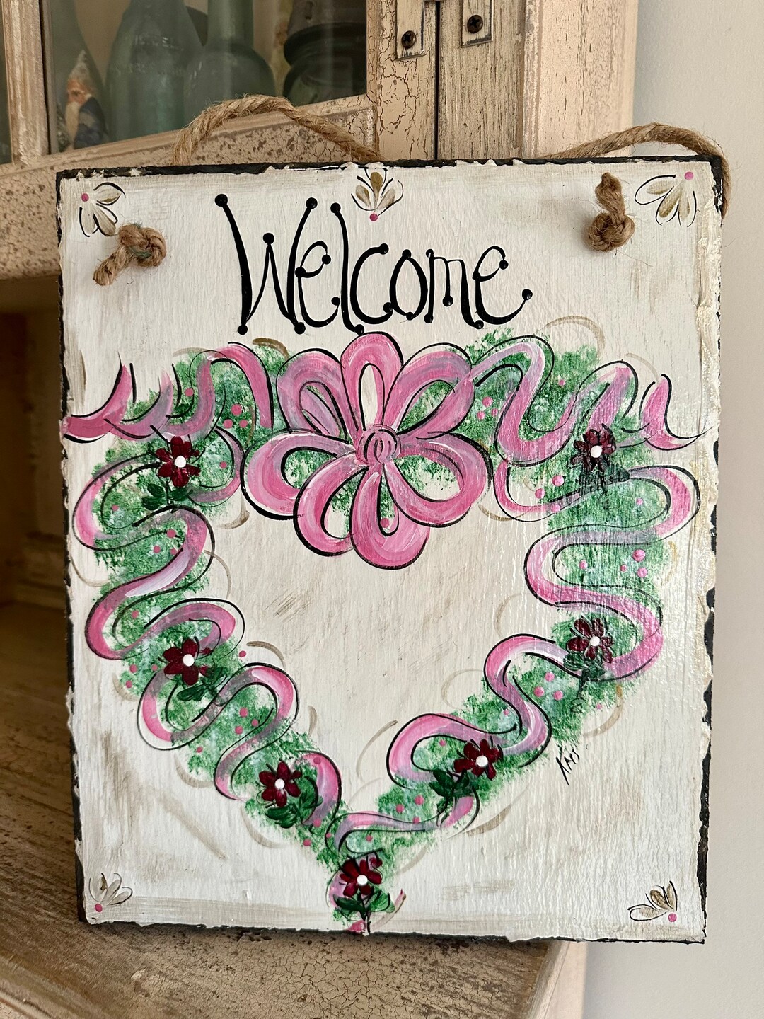 Painted Slate, Hand Painted Slate, Valentine Decor. Wedding Sign ...