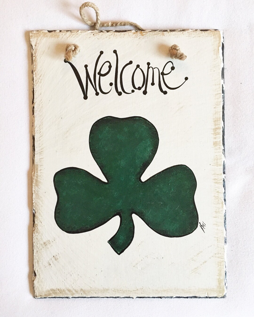 Welcome Sign Shamrock Slate St Patricks Day Slate Painted Slate Welcome ...