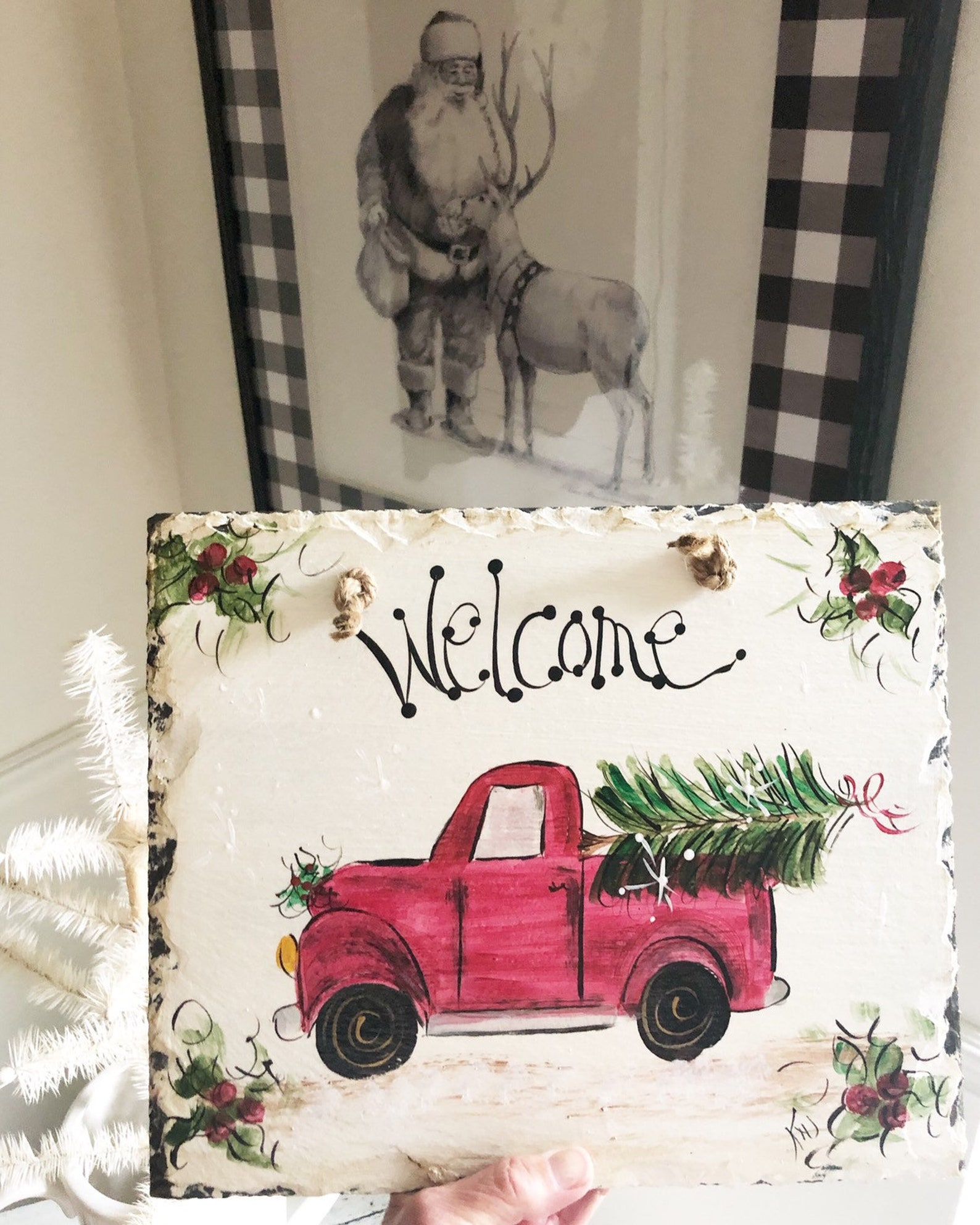 Christmas Slate Sign Christmas Slate Painted Slate Sign | Etsy