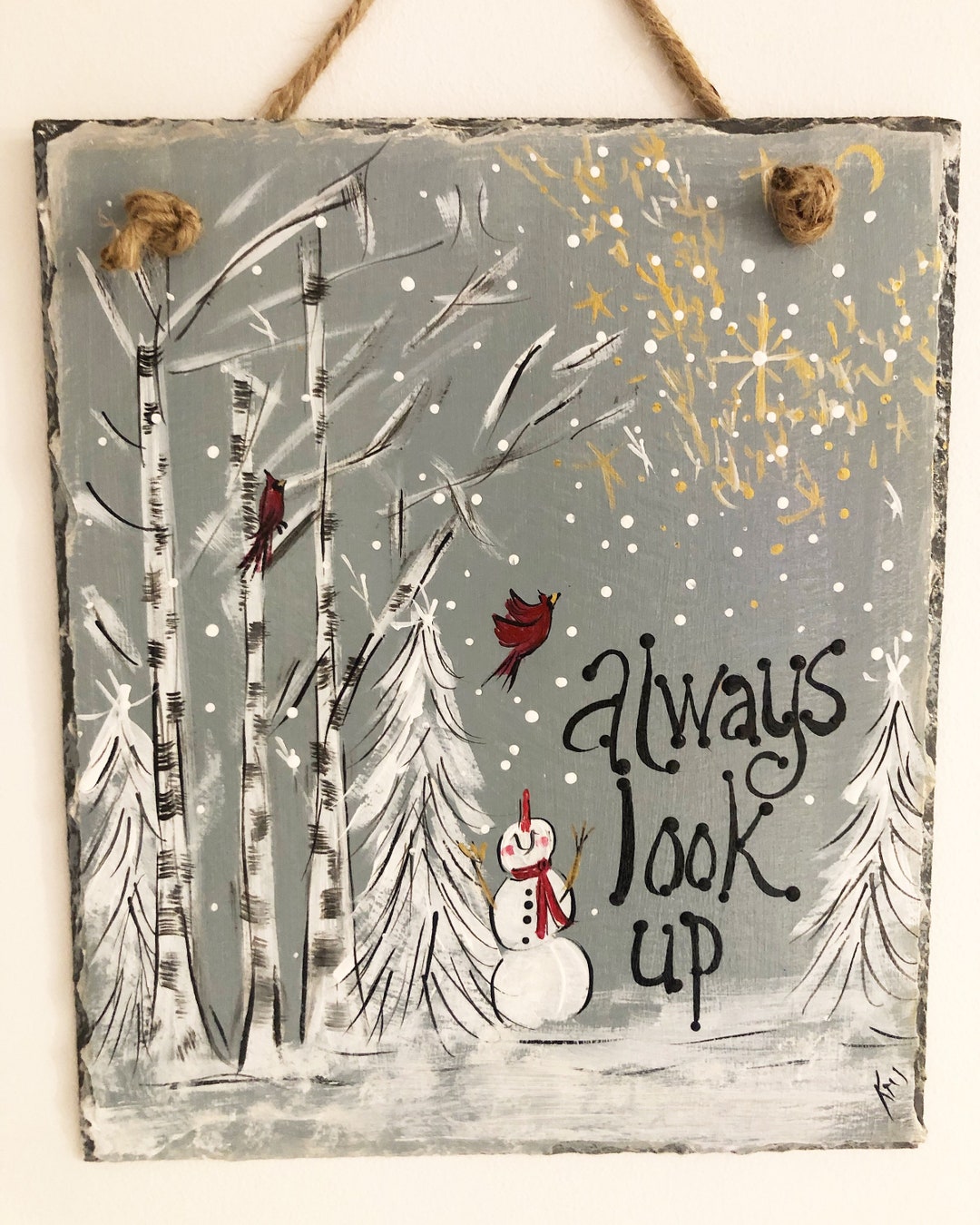 Winter Slate Sign. Snowman Slate. Holiday Slate Painted Slate Sign ...