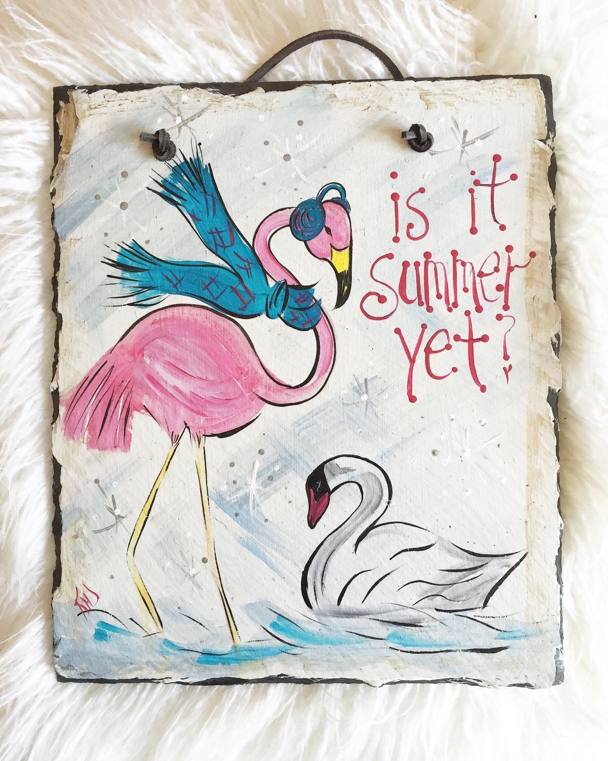 Hand Painted Slate Painted Slate Slate Flamingo Slate Art | Etsy