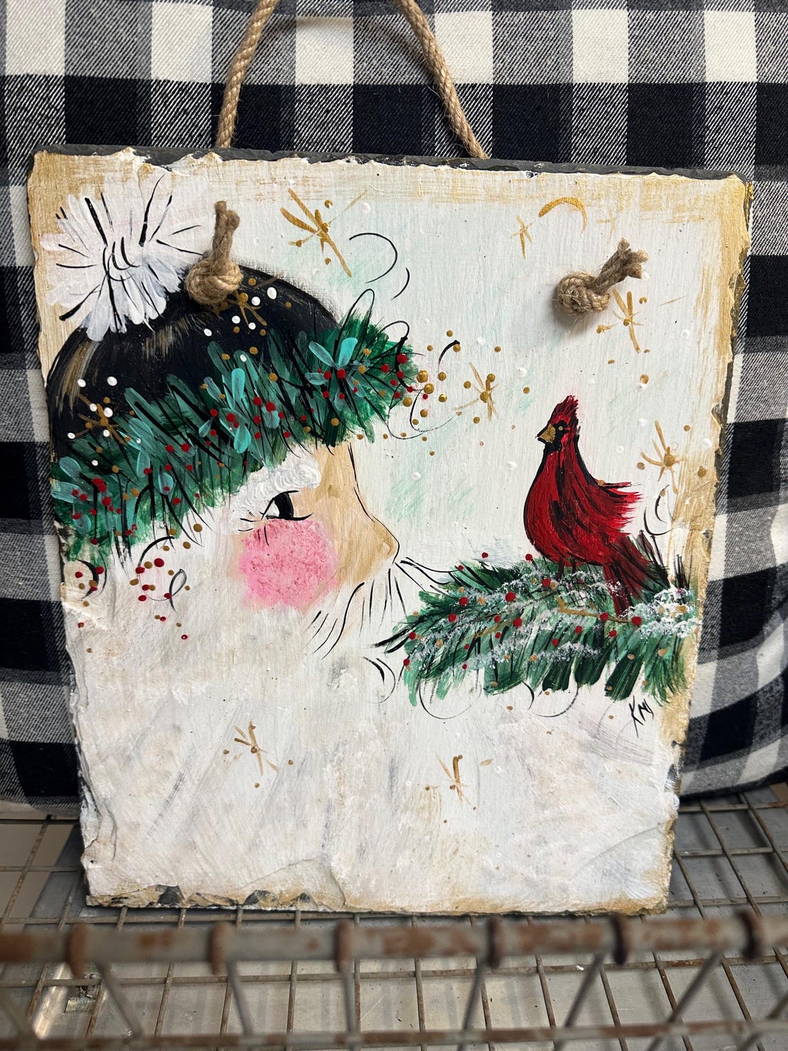 Santa Sign. Winter Slate. Christmas Slate. Santa Slate. Painted Slate ...